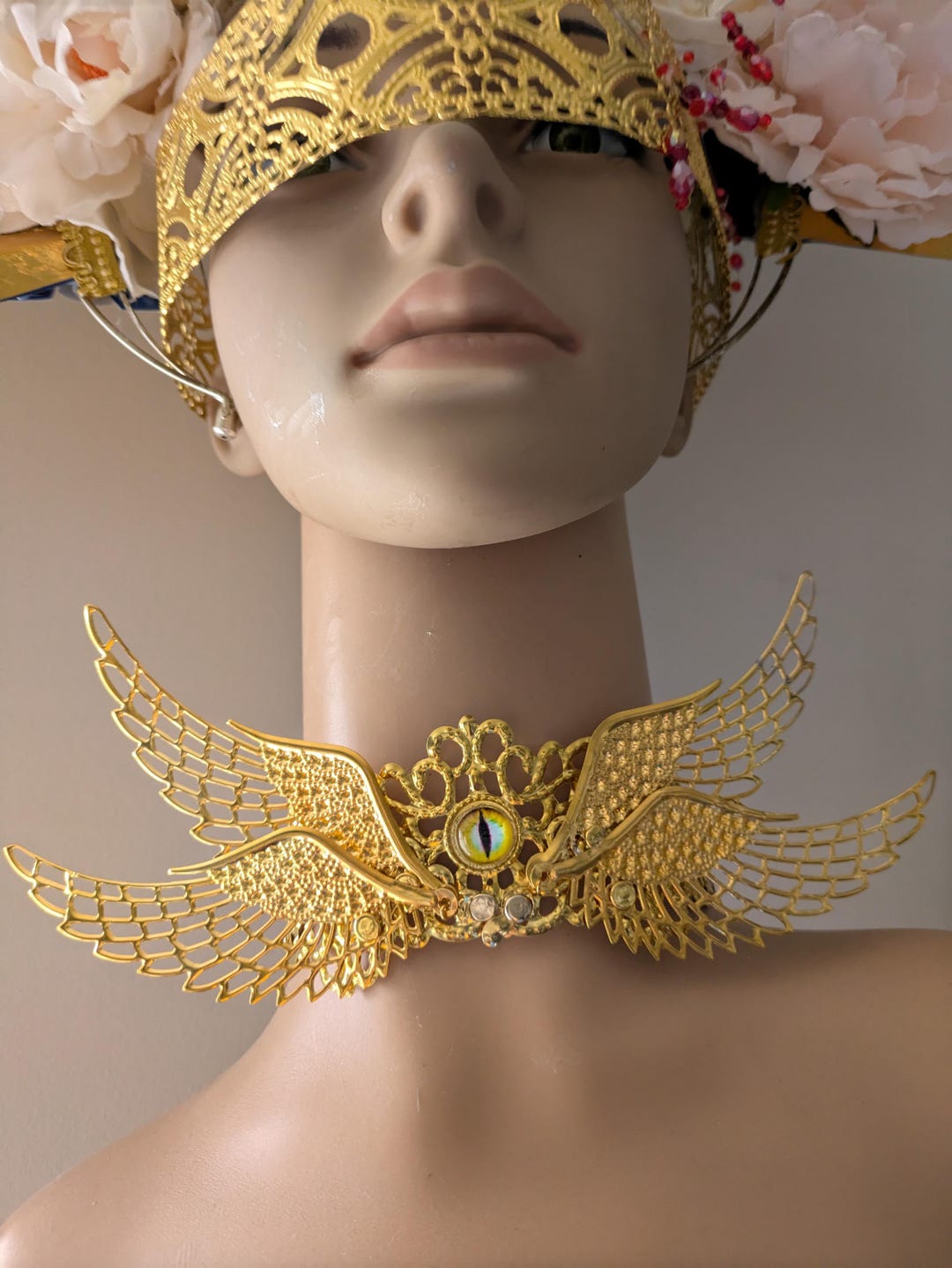 Biblically Accurate Angel Necklace, Winged Choker, Gold Neck Armor ...