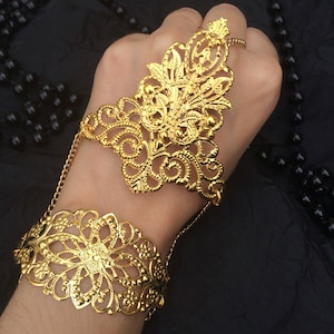 Full Set Hand Armor Jewel Hand Chain Wrist Bracelet & Fingers Rings ...