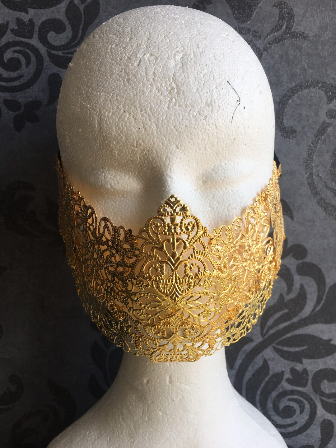 Half Metal Mask, Cage Mask, Lower Face Mask, Mute Metal Lace Mask: Gold ...