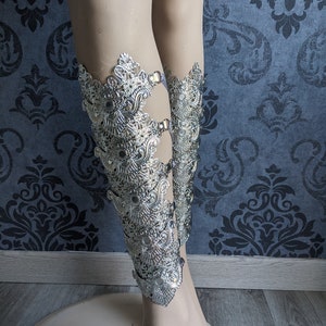 Legs Armor, Shin Guards, Legs Accessories, High Knee, Silver Metal (set ...