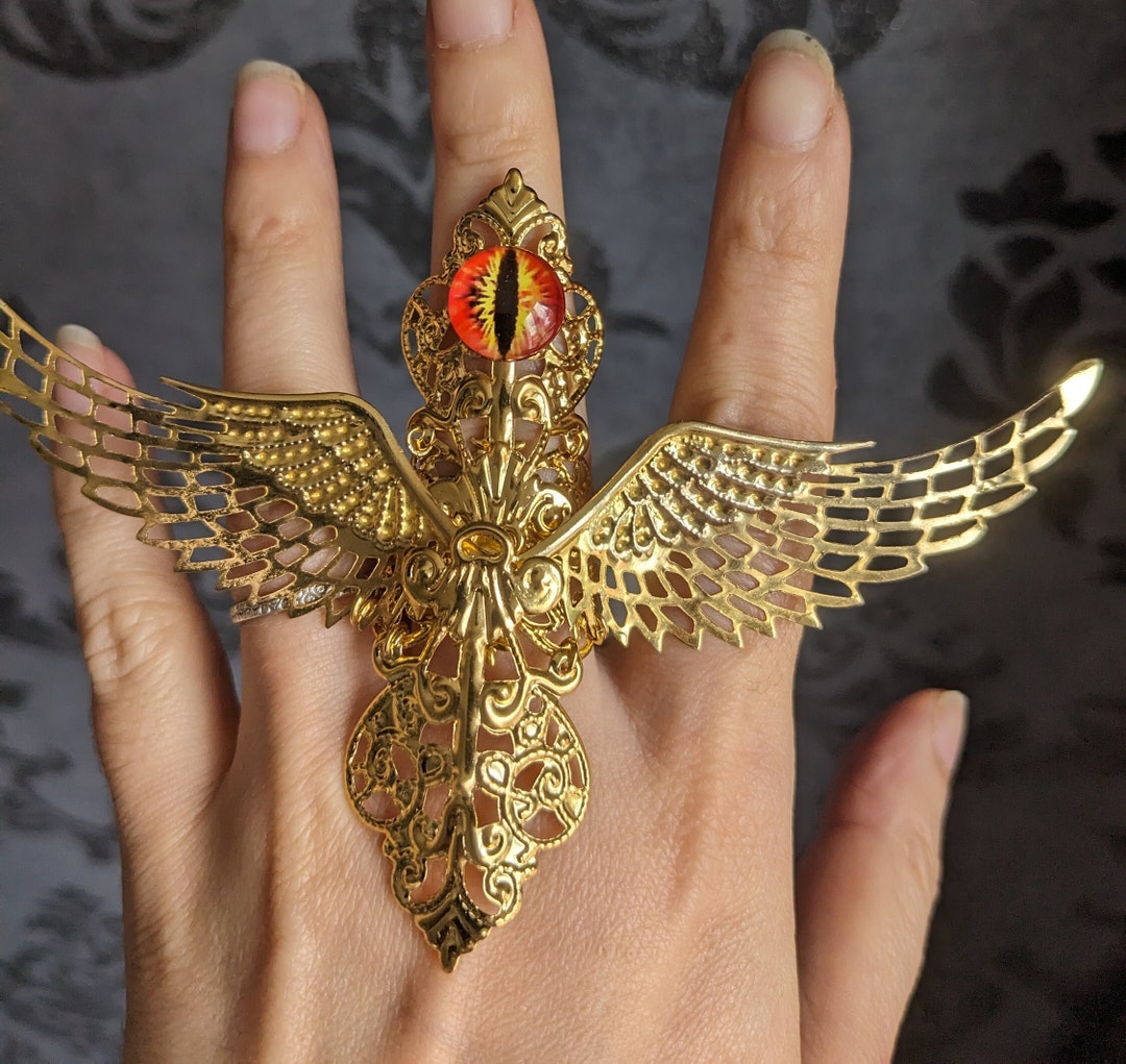 Biblically Accurate Angel: Winged Eye Finger Armor Ring Gold, Angel Winged Ring Seraphim - Etsy