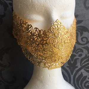 Half Metal Mask, Cage Mask, Lower Face Mask, Mute Metal Lace Mask: Gold ...