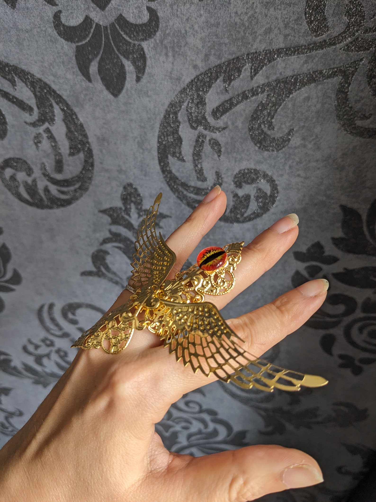 Biblically Accurate Angel: Winged Eye Finger Armor Ring Gold, Angel ...