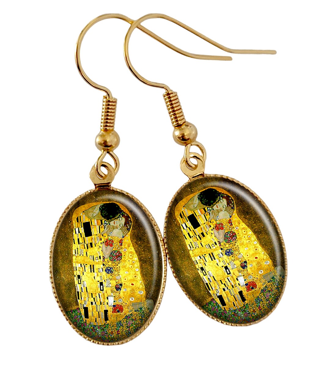 Earrings the Kiss Gustav Klimt Vintage Retro Painting Yellow Painting ...