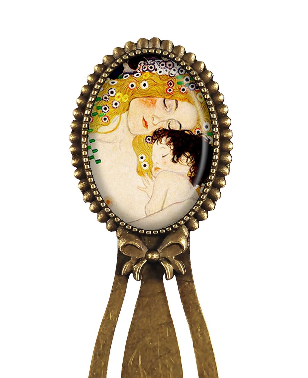 Bookmarks Mother and Child Retro Jewel Gustav Klimt Painting the Kiss ...