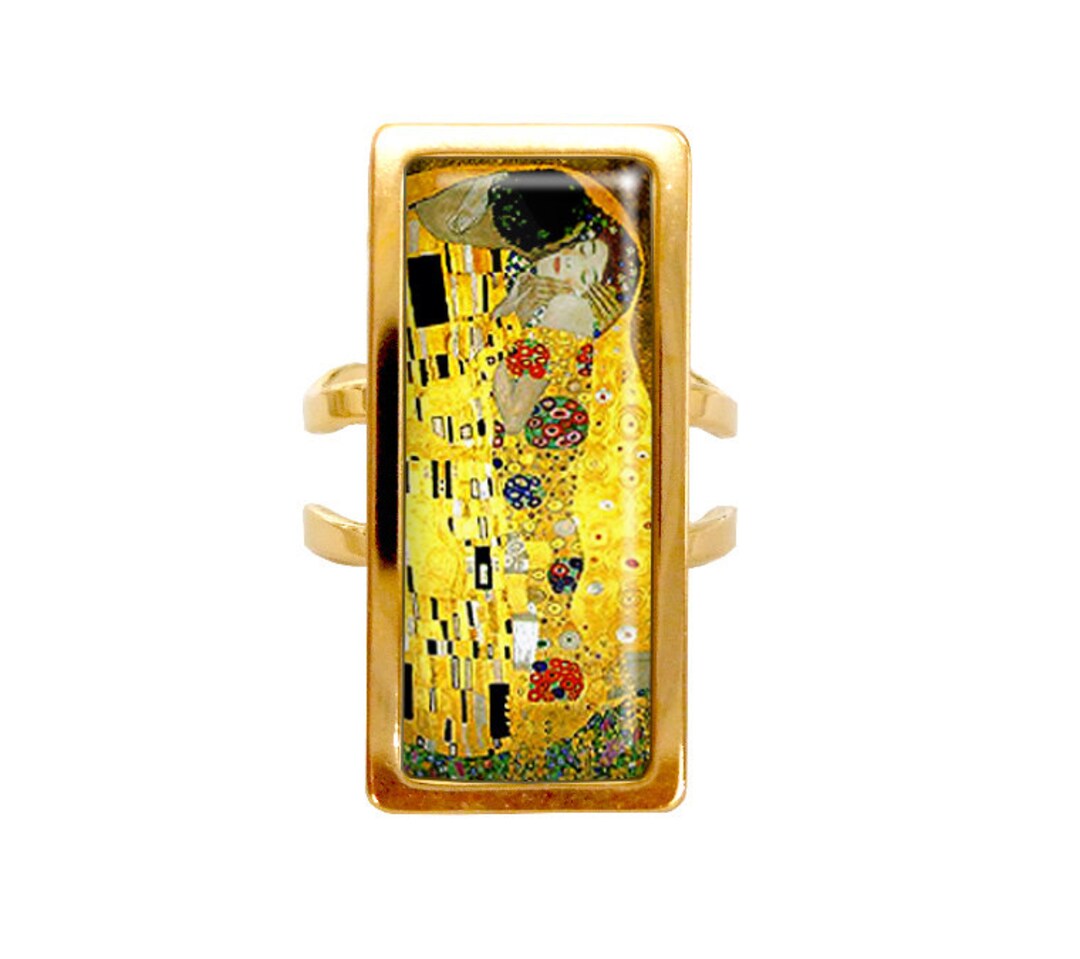Rectangular Ring the Kiss Gustav Klimt Painting Retro Vintage Yellow ...