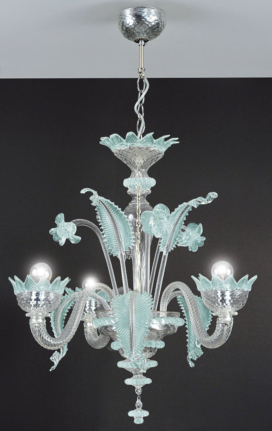 Muranese Chendelier 3 Lights Light Blue and Crystal - Etsy