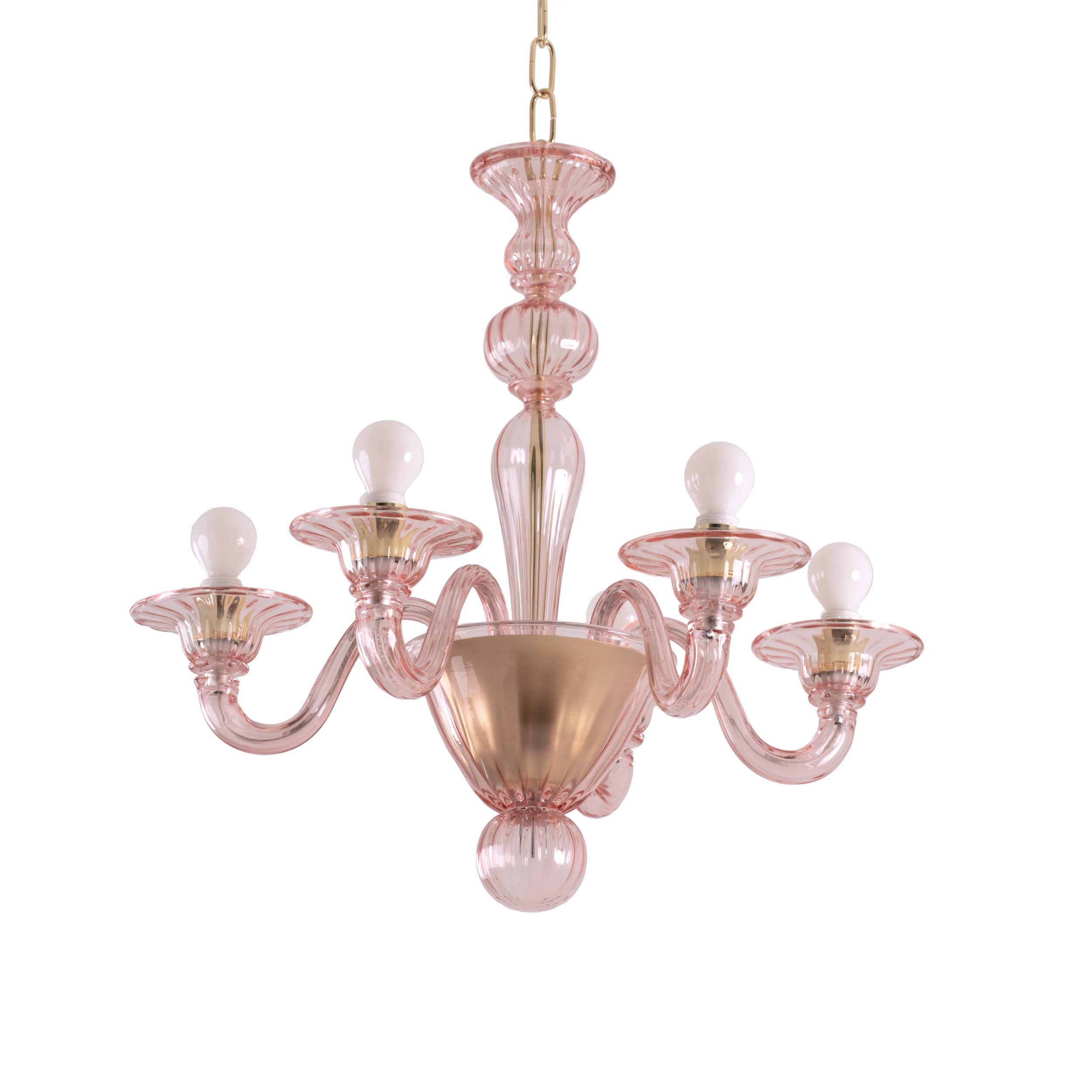 Peach Fuzz • Murano Chandelier • 5 Lights Small • Crystal Pink ...