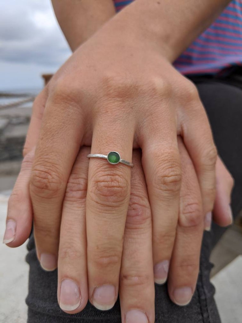 Hand Shaped Silver Sea Glass Rings Sterling Silver Rings - Etsy