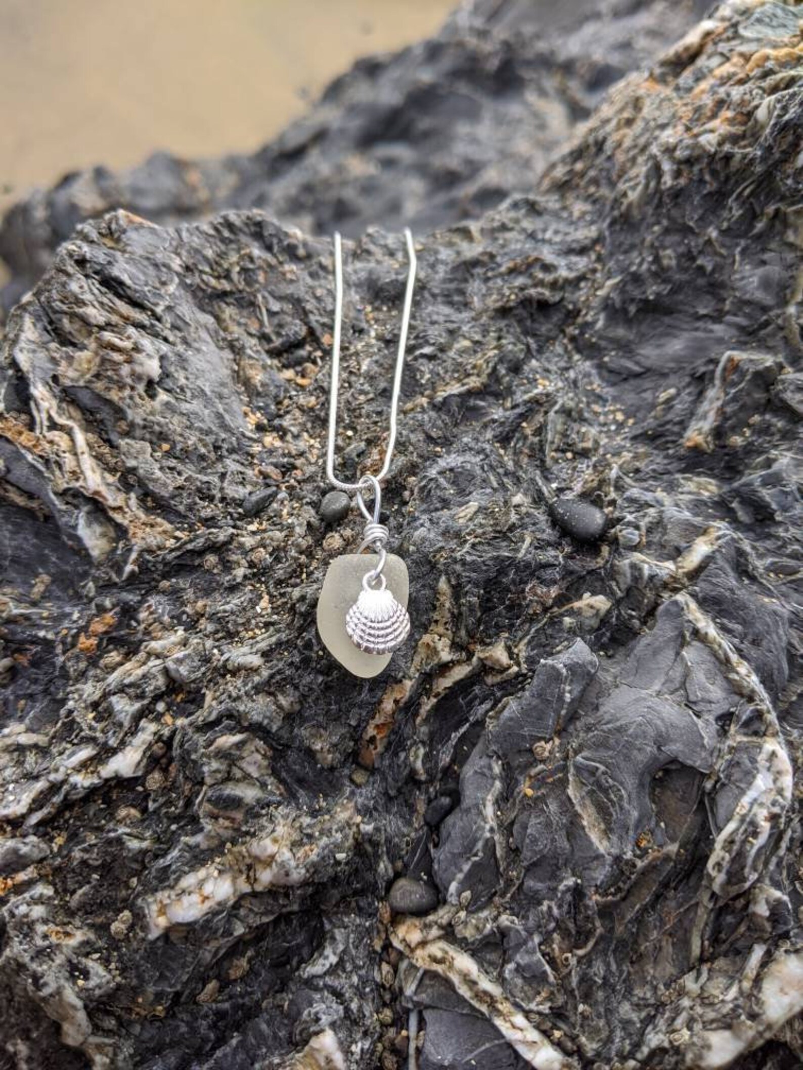 Sea Glass and Sea Shell Charm Necklaces, Cornish, Shells, Beach Shells ...