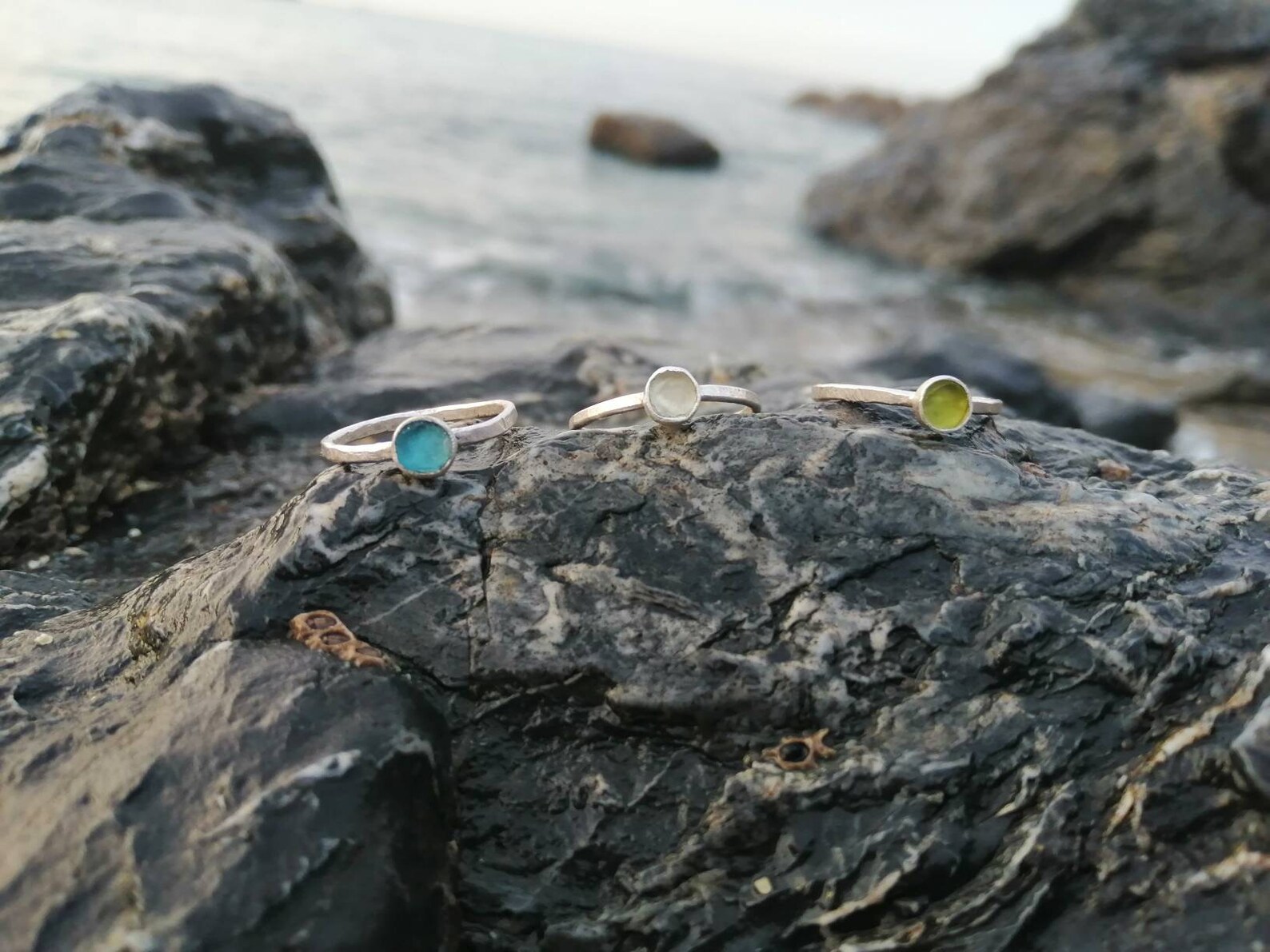 Hand Shaped Silver Sea Glass Rings Sterling Silver Rings | Etsy