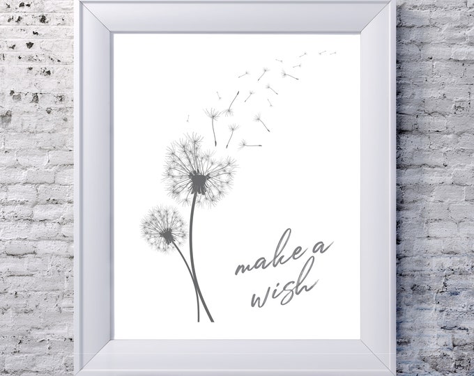 Make A Wish Print, Dandelion Wall Art, Dandelion Make A Wish - Etsy