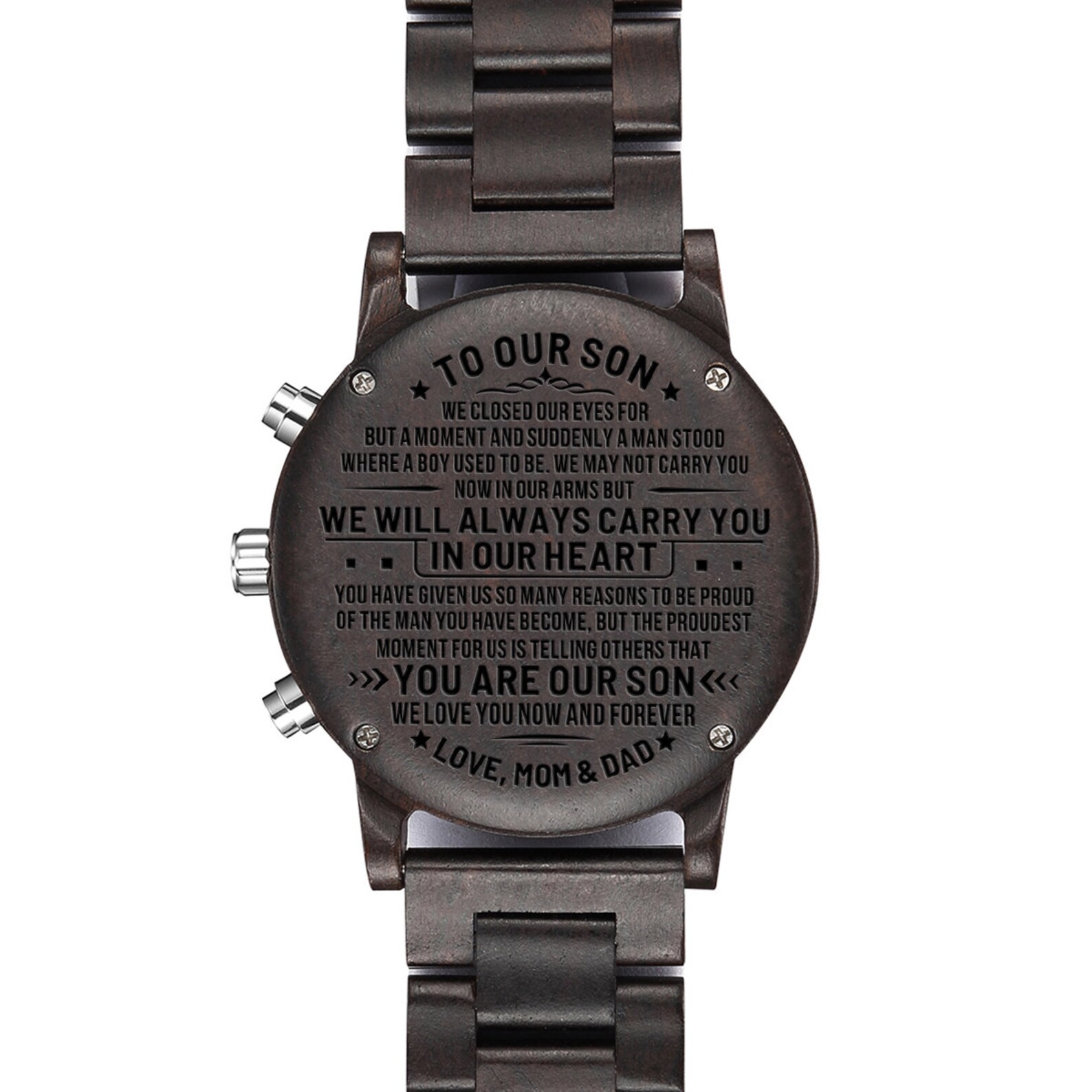 To Our Son From Mom & Dad Wooden Strap Band All Wood Watch Red - Etsy