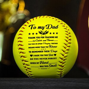 To My Dad Thank You for Teaching Me Engraved Softball Ball Gift for ...