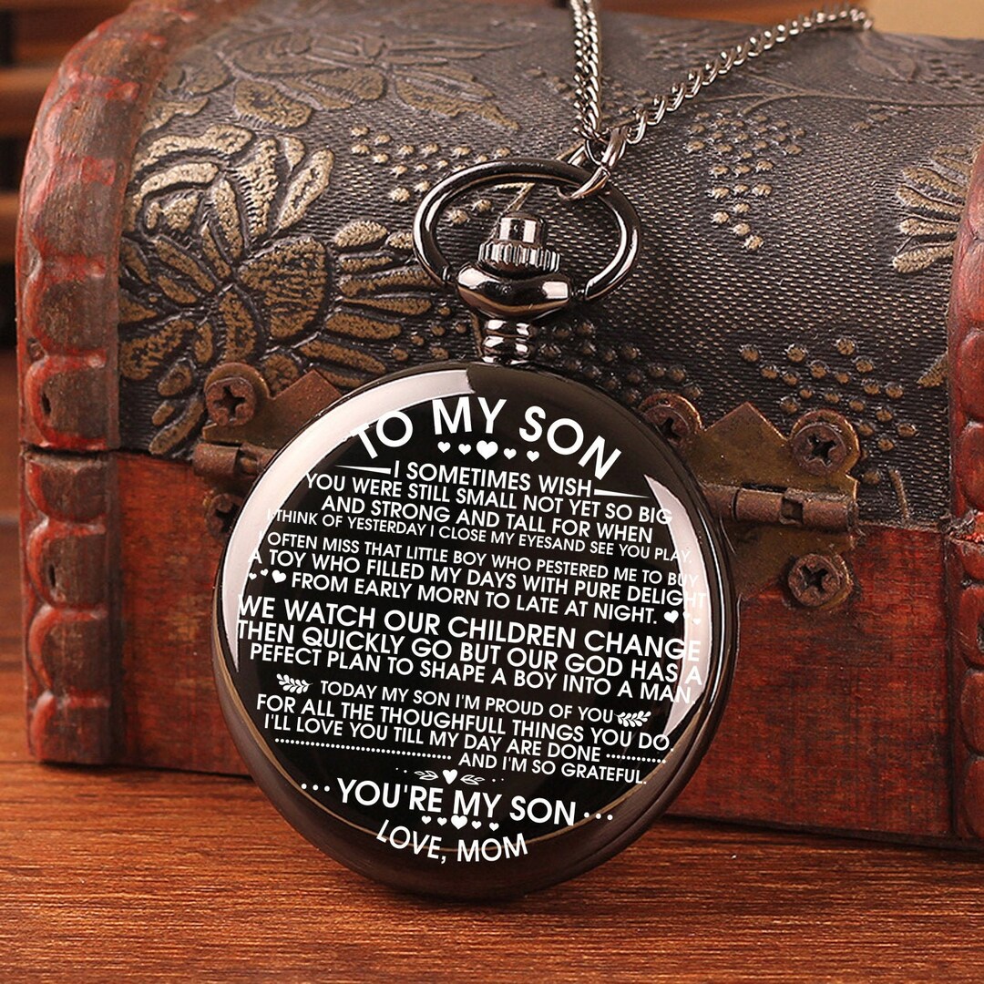To My Son Forever Grateful Love Mom Engraved Pocket Watch Time - Etsy
