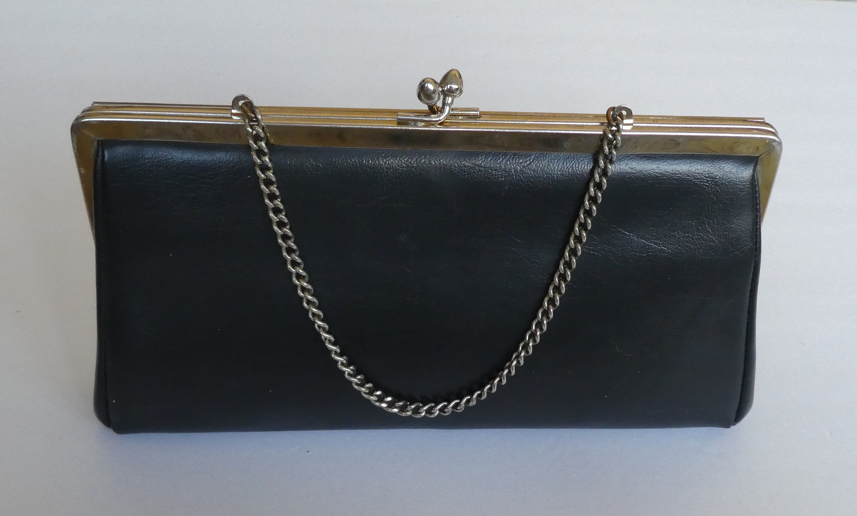 Vintage 1960s Black Pocketbook With Gold Chain - Etsy Denmark
