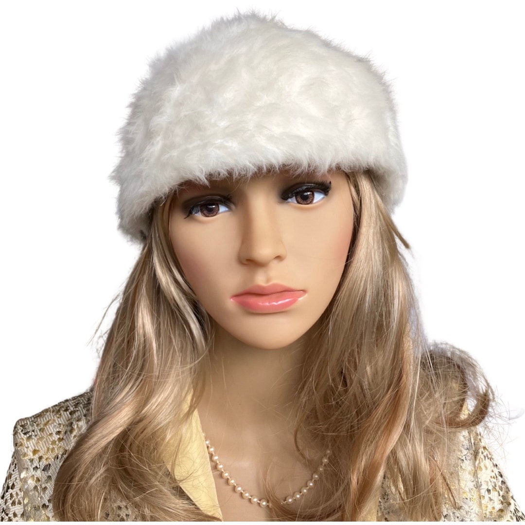 Vintage White Furry Hat - Etsy