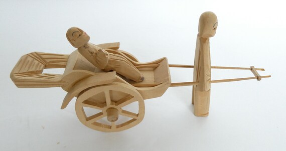 Vintage Hand-carved Wooden Rickshaw - Etsy