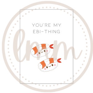 Cute Ebi-thing Sushi Card - Digital Downloads - Printable Greeting ...