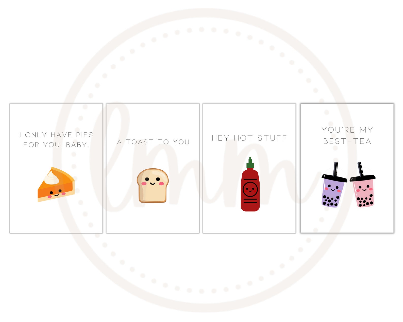 Cute Food Puns Greeting Card Bundle - Digital Downloads - Printable ...
