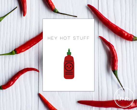 Cute Hey Hot Stuff Card Digital Downloads Printable - Etsy