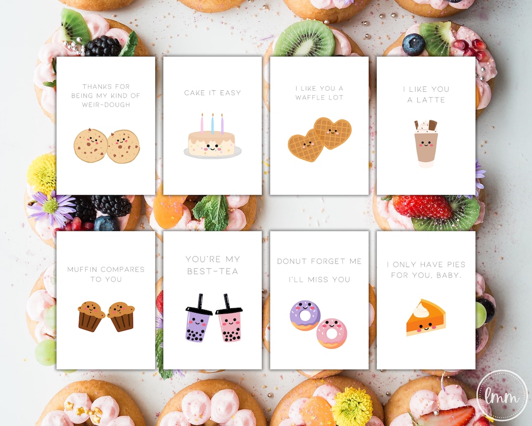 Cute Dessert Puns Greeting Card Bundle - Digital Downloads - Printable ...