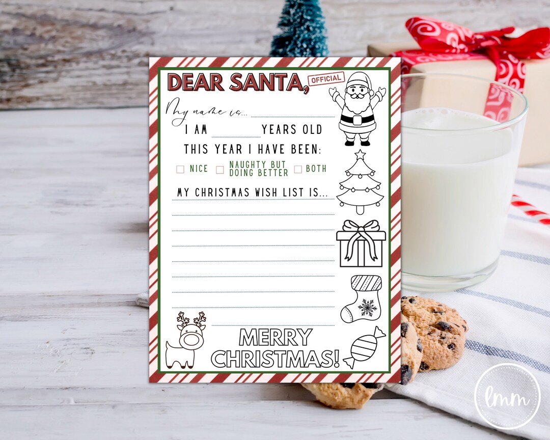 Official Letter to Santa – Printable Christmas Wish List (PDF Print) - Etsy