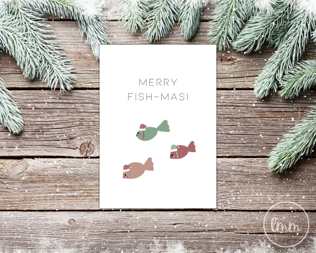 Cute Merry Fish-mas Christmas Card - Digital Downloads - Printable ...
