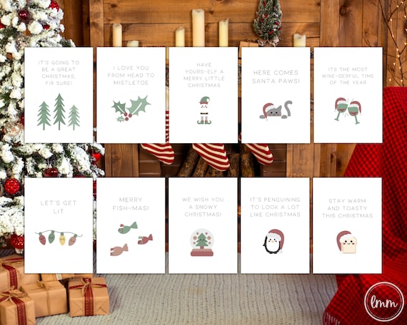 Cute Christmas Puns Greeting Card Bundle Digital Downloads - Etsy