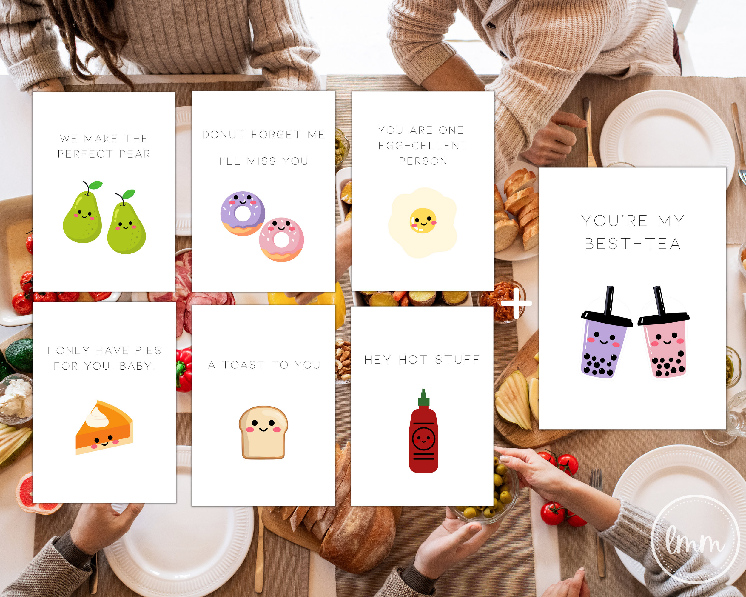 Cute Food Puns Greeting Card Bundle - Digital Downloads - Printable ...