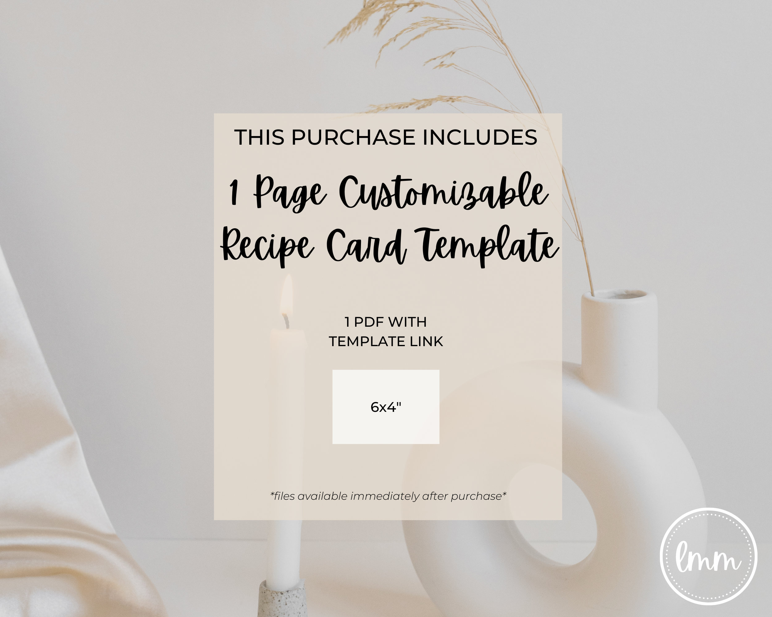 Minimalist Customizable Recipe Card Template - Recipe Card Digital ...