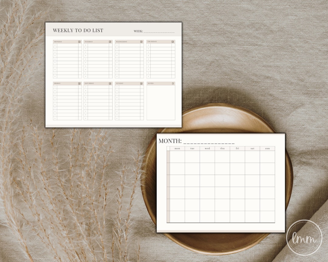 Minimalist Weekly/monthly To-do List Template Printable to Do List ...