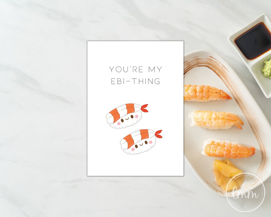 Cute Ebi-thing Sushi Card - Digital Downloads - Printable Greeting ...