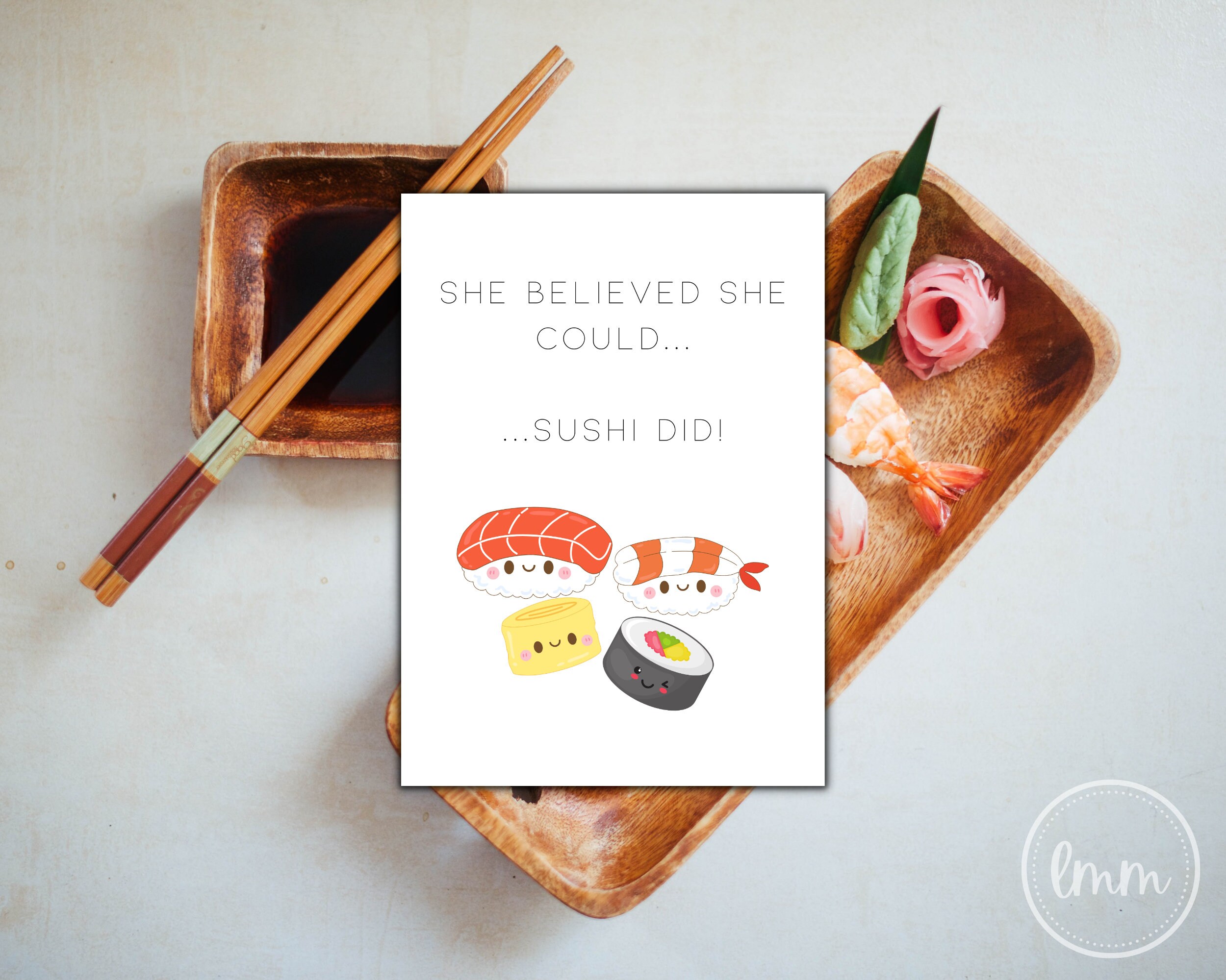 Cute Sushi Did Card Digital Downloads Printable Greeting Cards Instant ...
