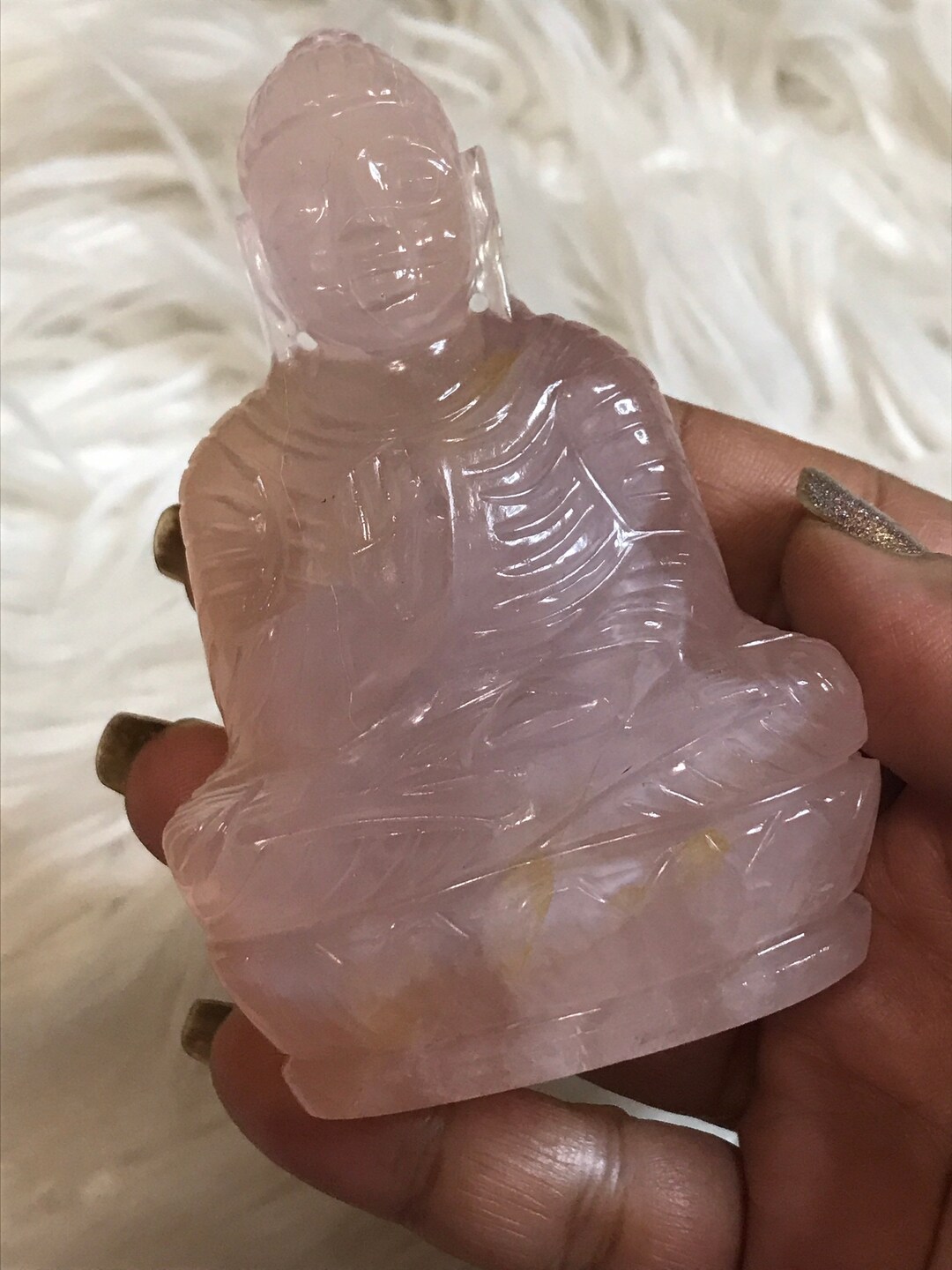 Pink Quartz Pink-colored Buddha Statue Decor for Yoga - Etsy