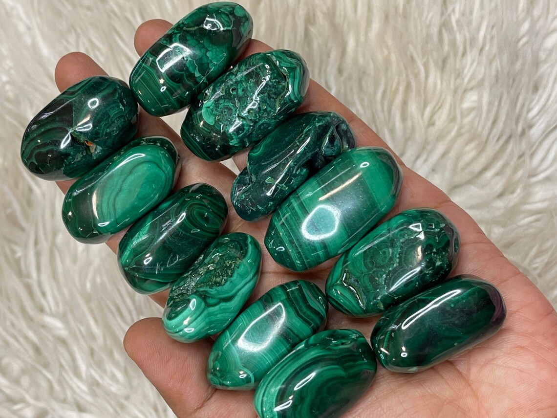 Malachite Tumbled Stone Green Gemstone Tumble Exotic - Etsy