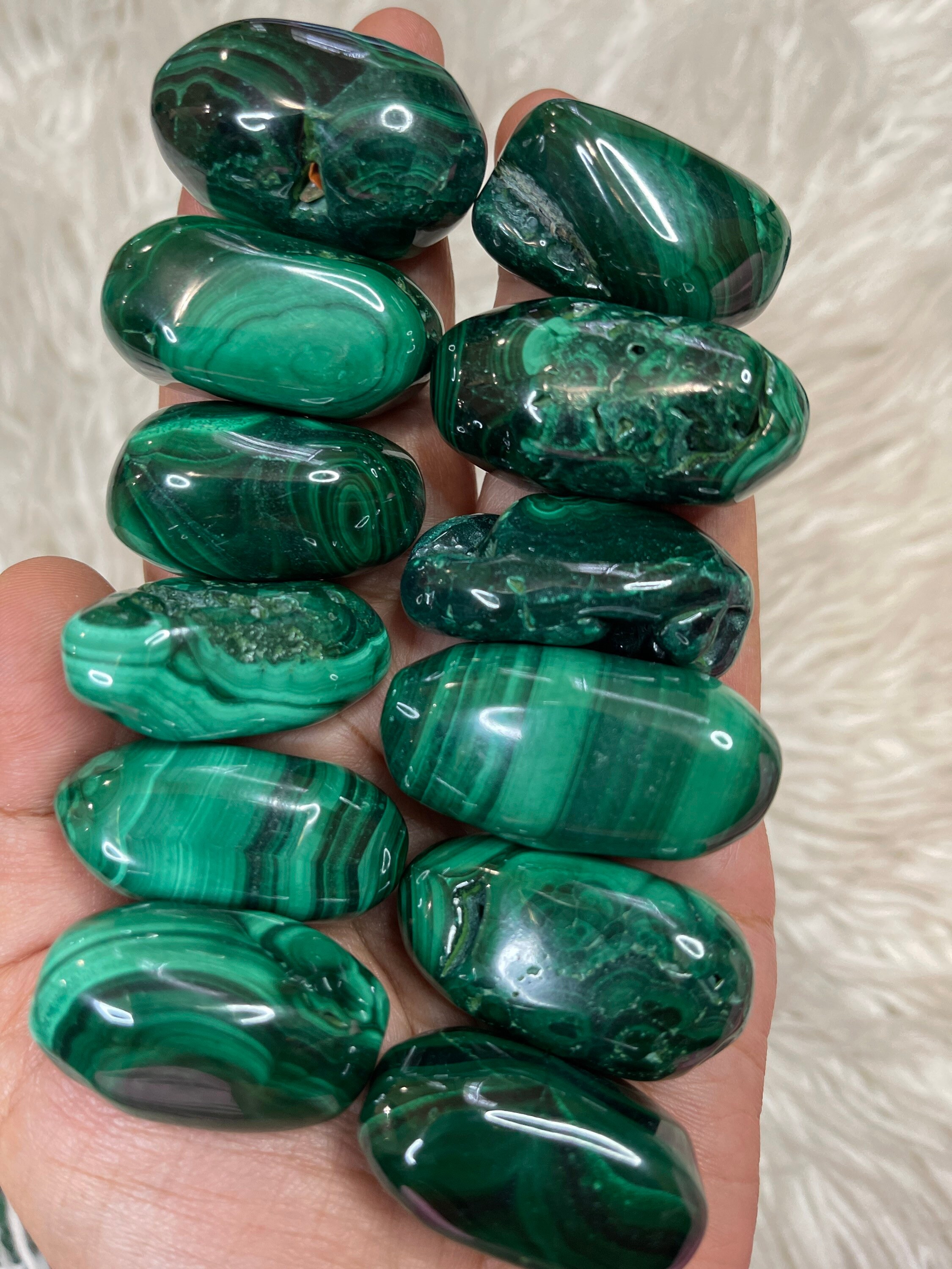 Malachite Tumbled Stone Green Gemstone Tumble Exotic - Etsy
