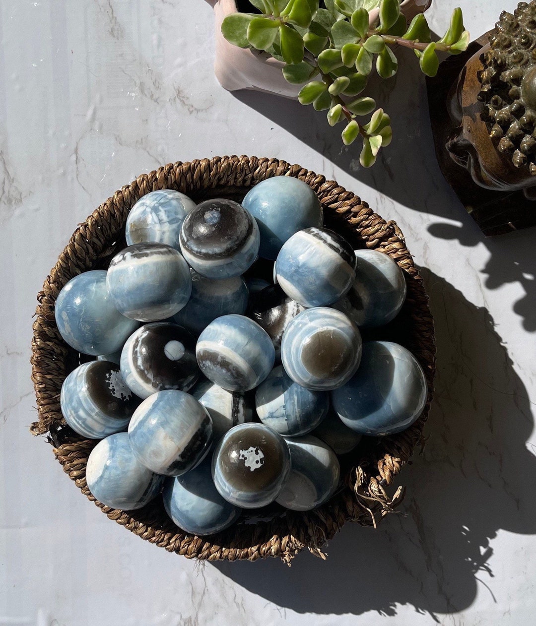 Owyhee Blue Opal Sphere, Blue Opal Orb, Oregon Opal, Blue Opal Ball ...