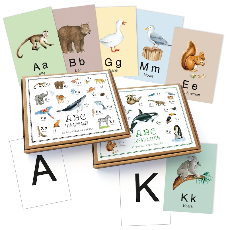 SET: 26 ABC Alphabet Cards + 13 Expansion Cards - A6, Reverse Side With ...