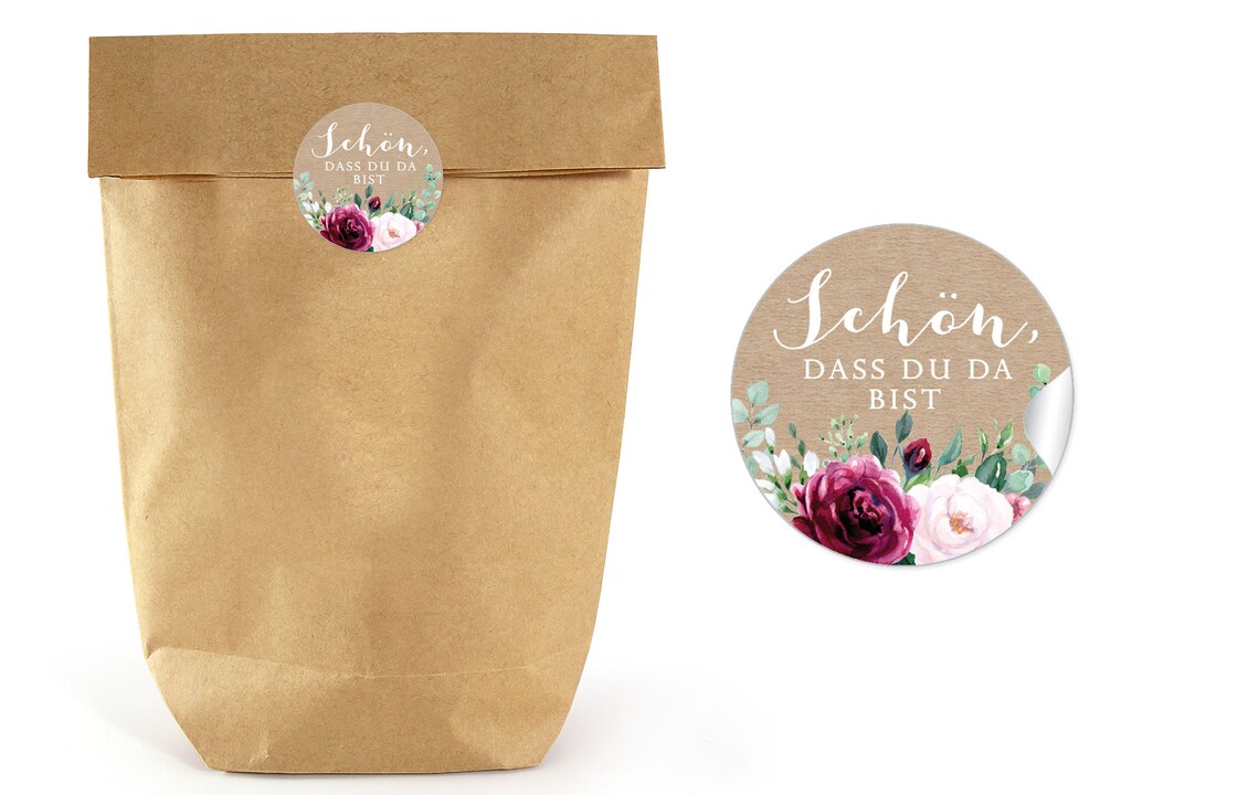 Gift Bags Set 24 Stickers 24 Paper Bags 17 X 26 Cm - Etsy