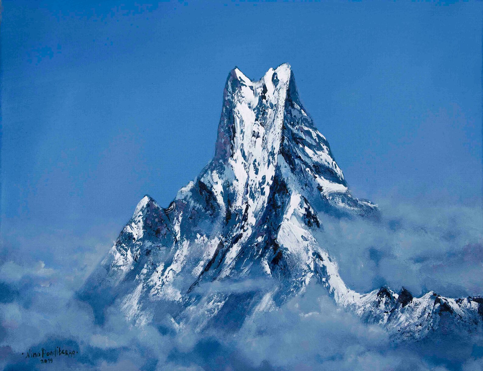 Machapuchare Mountain Digital Art Print, Himalaya Wall Art ...