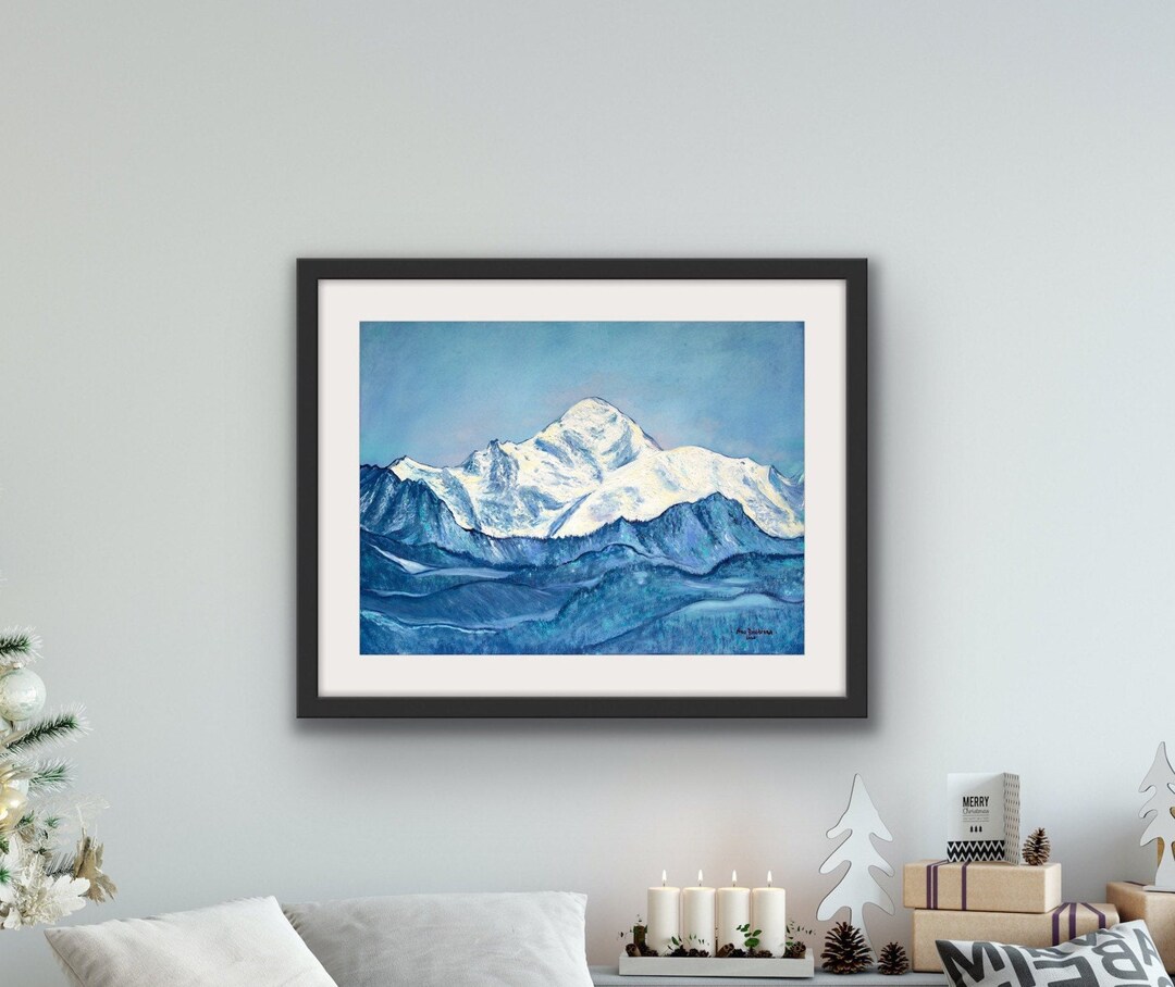 Mont Blanc Digital Art Print, Mont Blanc Massif Wall Art, White ...