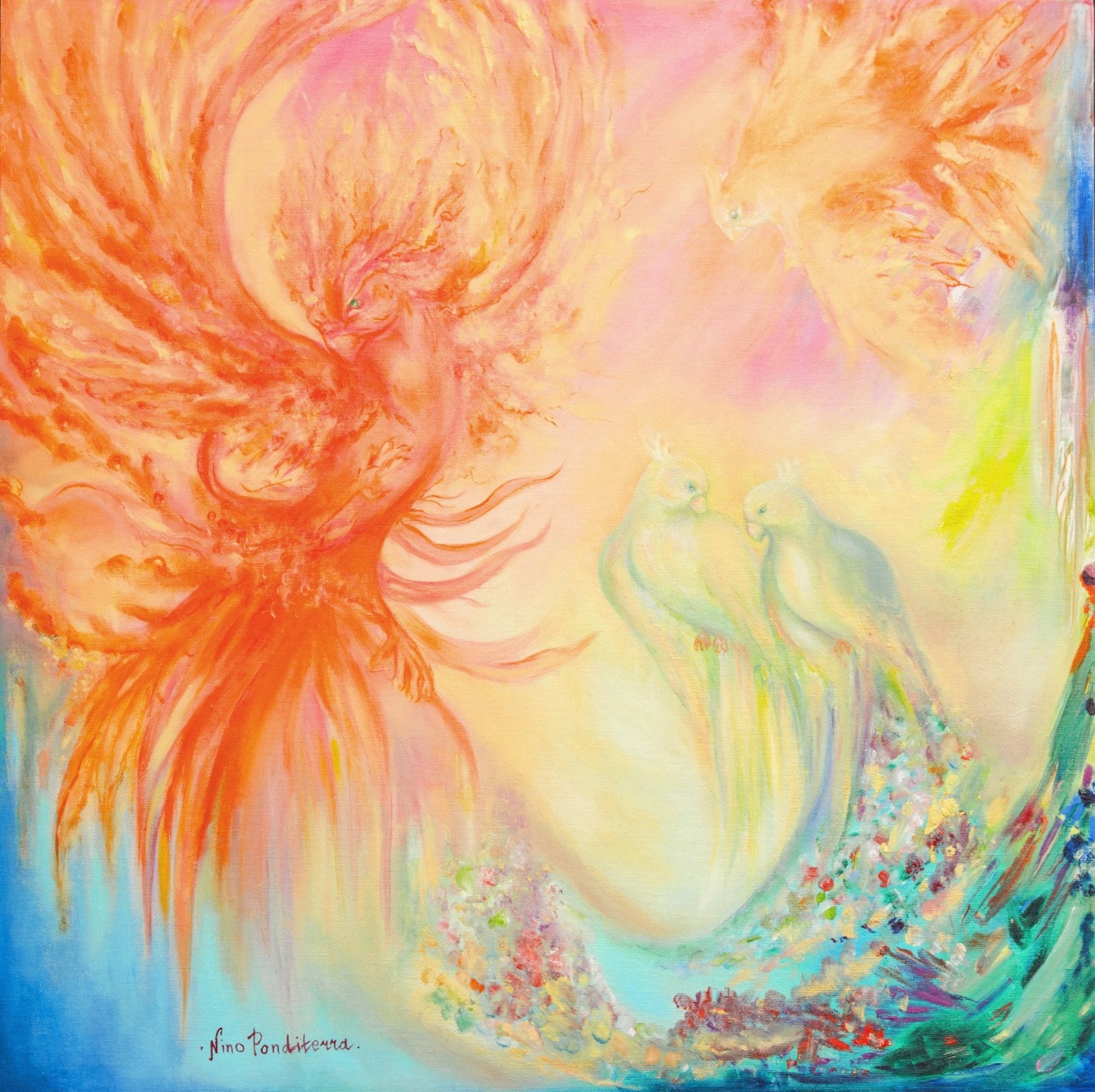 Phoenix Digital Print Phoenix Bird Original Art Print Colorful Birds ...