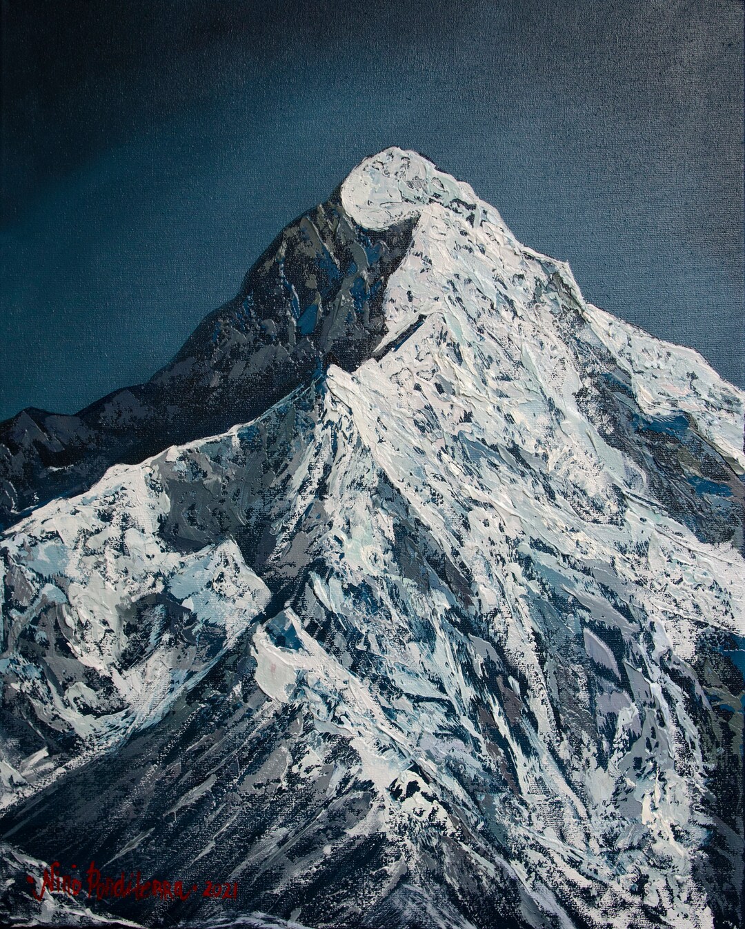 Trisul Himalayas Oil Painting: Palette Knife Landscape Art (21.7x17.8 ...