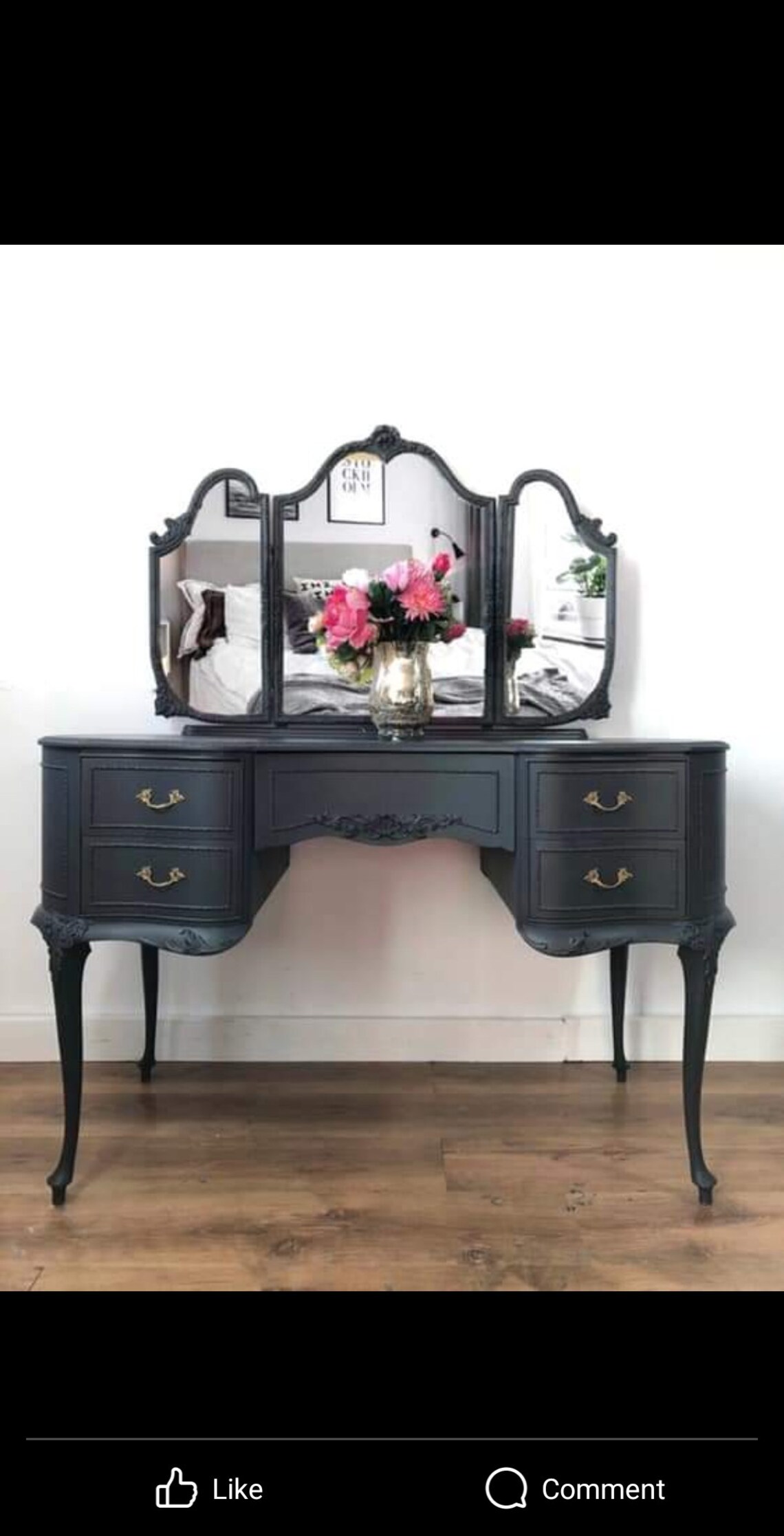 Olympus Dressing Table, Dark Grey,vanity Table,french Furniture ...