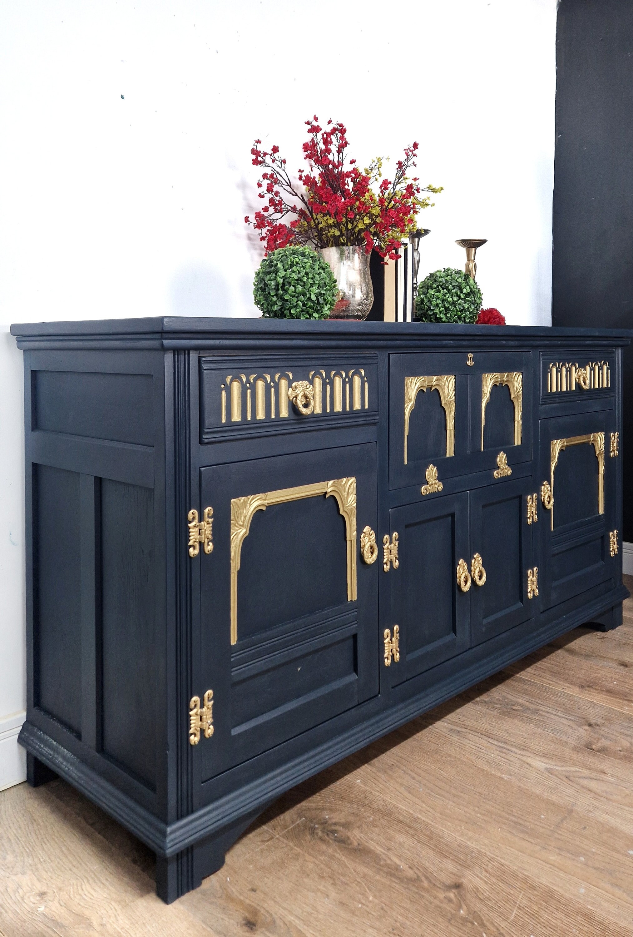 Navy and Gold Sideboard, Drinks Cabinet, Navy Furniture, Cocktail ...