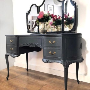 Olympus Dressing Table, Dark Grey,vanity Table,french Furniture ...