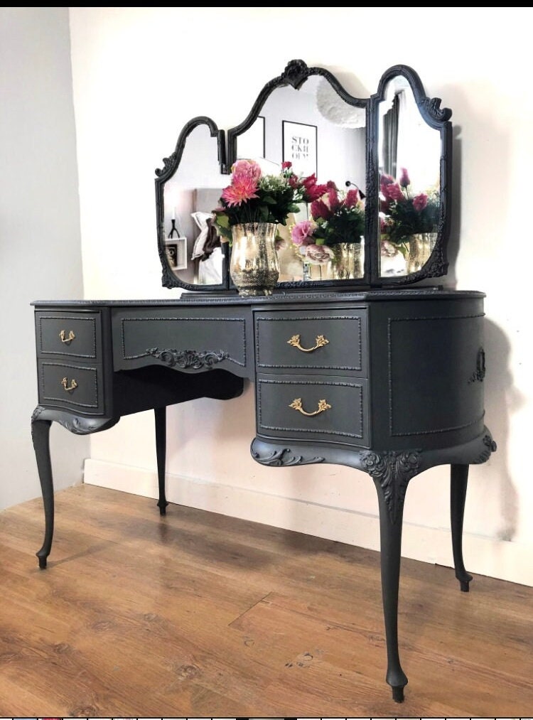 Olympus Dressing Table, Dark Grey,vanity Table,french Furniture ...