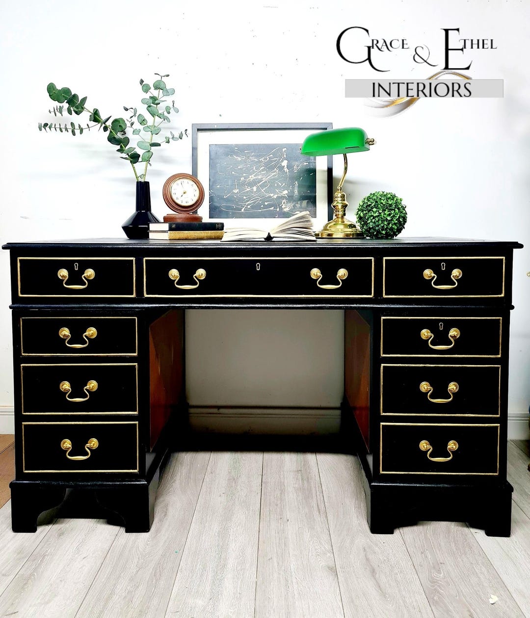 Captains Desk in Black and Gold - Etsy UK