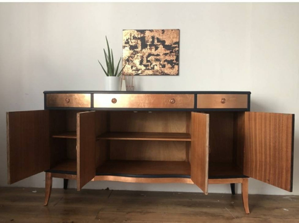 SOLD Commission Available, Strongbow Sideboard, Navy,copper,statement ...